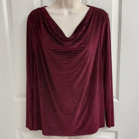 Talbots | Tops | Talbots Blouse Womens Size Xl Petite Burgundy Wine ...